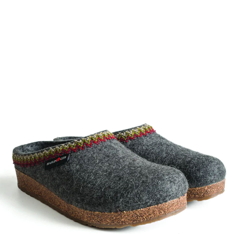 Haflinger 7110534 ZIGZAG Women's Grey Felt Wool Clogs - Family Footwear ...