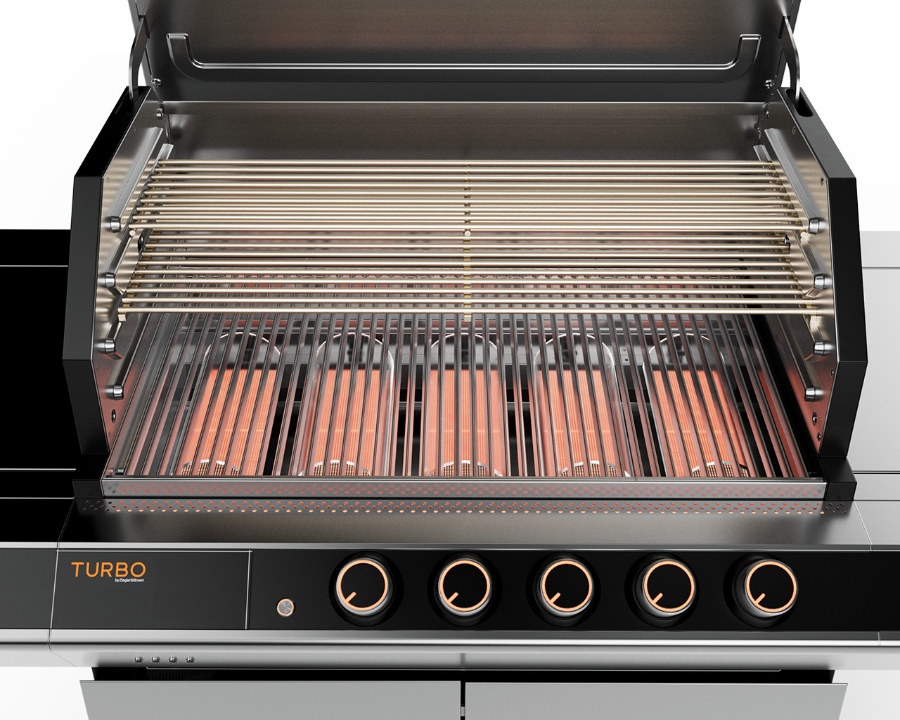 Ziegler & Brown Turbo Q Series Elite 5 Burner BBQ on Cart with Side ...