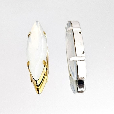Navette35 w/Claw - White Opal