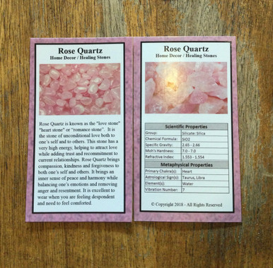 Rose Quartz Info Card - Clary Sage Herbarium