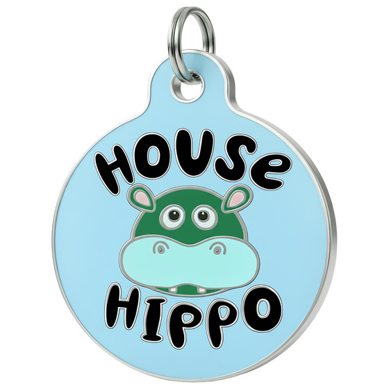House HIppo Unique Dog ID Tag Personalized
