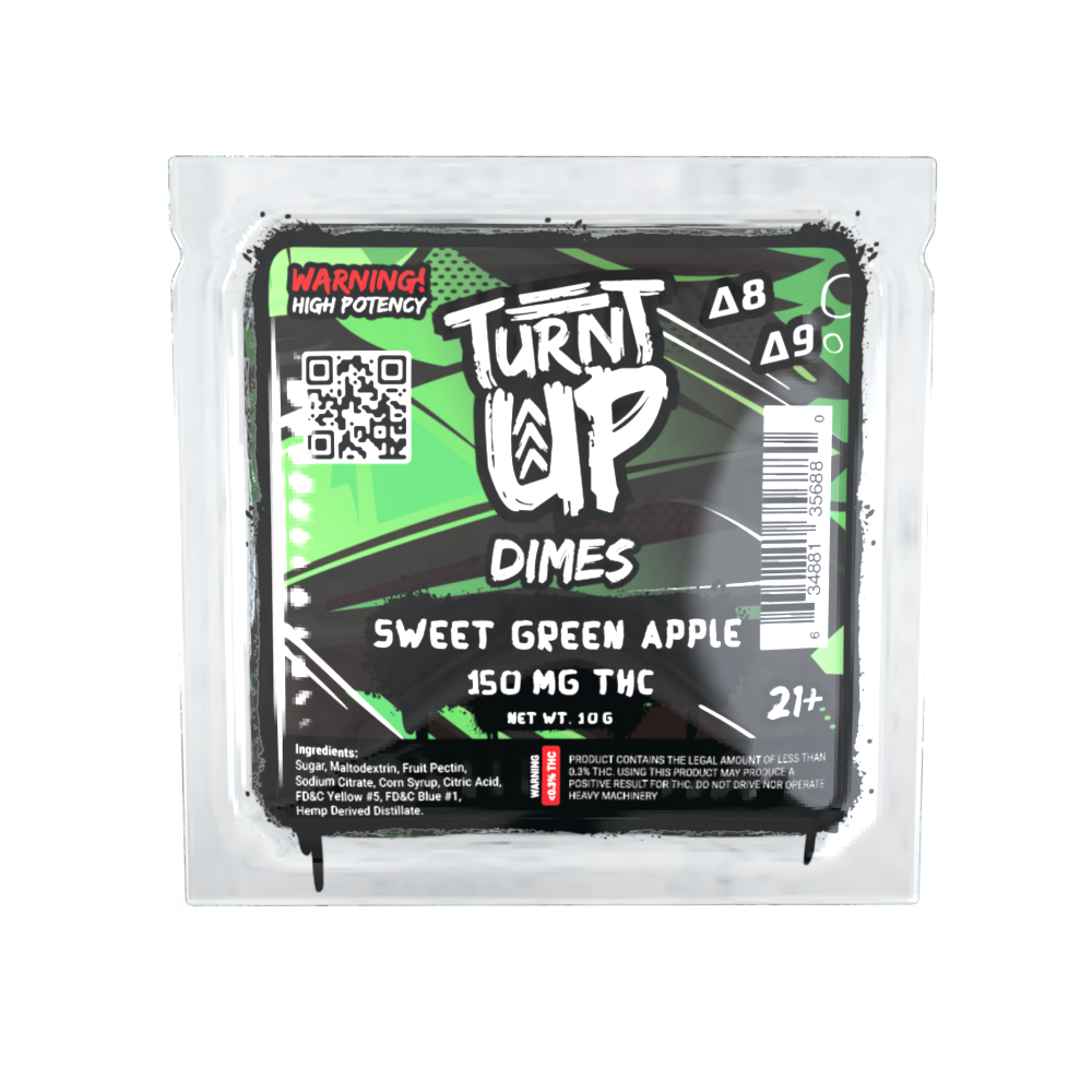 Turnt Up Dime THC Gummies – Sweet Green Apple | Colorado Cures