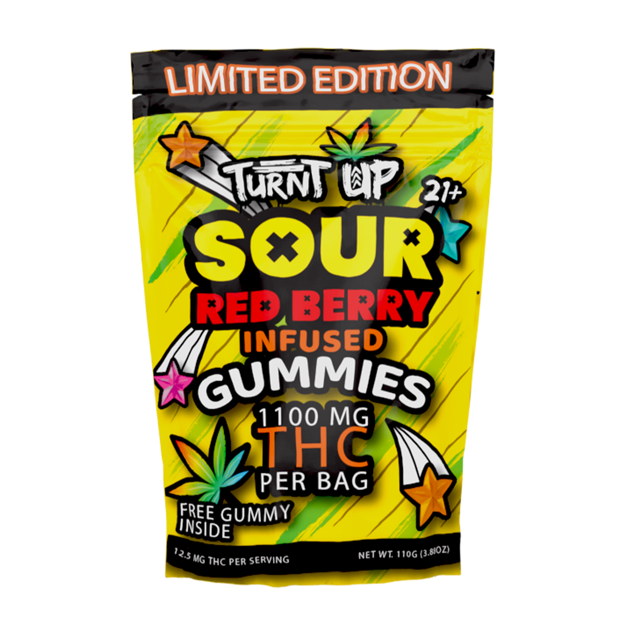 Turnt Up THC Gummies – Sour Red Berry (1100mg) | Colorado Cures
