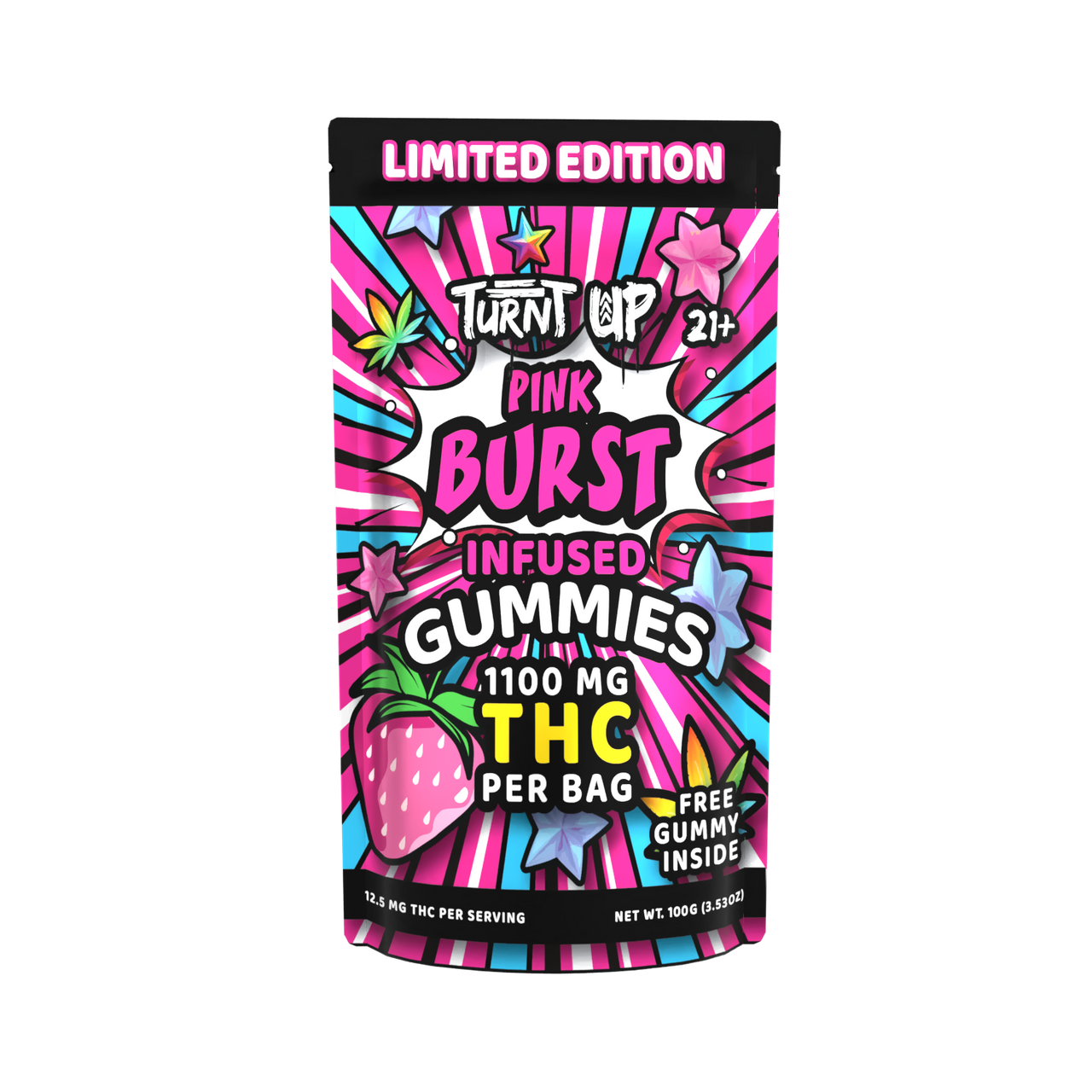 TURNT UP TURNT UP - 1100MG GUMMY BAG - PINK BURST - 11CT