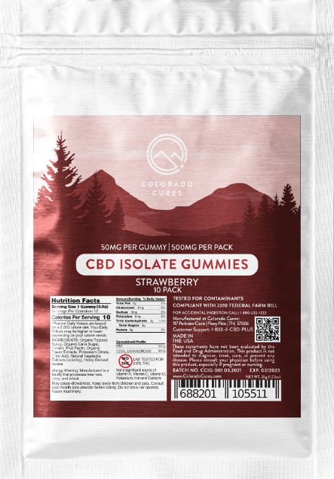Colorado Cures CBD Gummies - Strawberry (500mg, 10pk.)