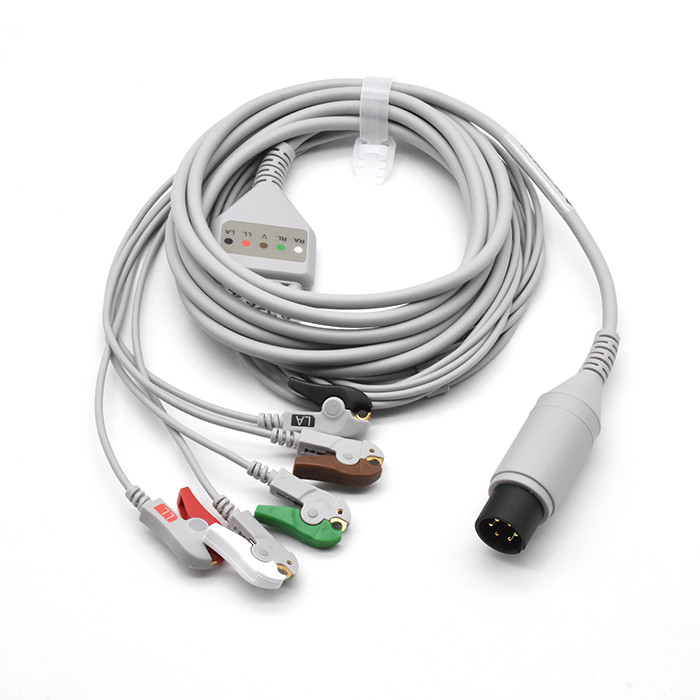 Nihon Kohden ECG Compatible 6 Pin 5 Leads - Grabber - Medical Cable Source
