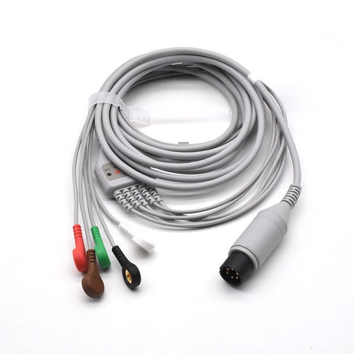 Zoll ECG Compatible 6 Pin 5 Leads - Snap - Medical Cable Source