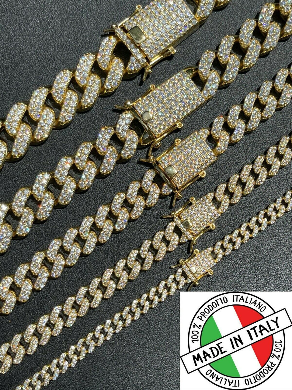 Real Diamond Solid 14k Yellow Gold Iced 6mm Miami Cuban Link Chain ...