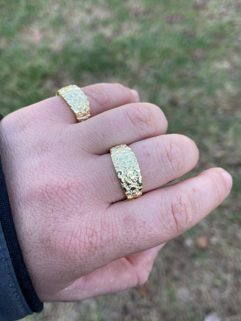 Alaska Gold Nugget Plain Ring 14k Gold Vermeil 925 Silver