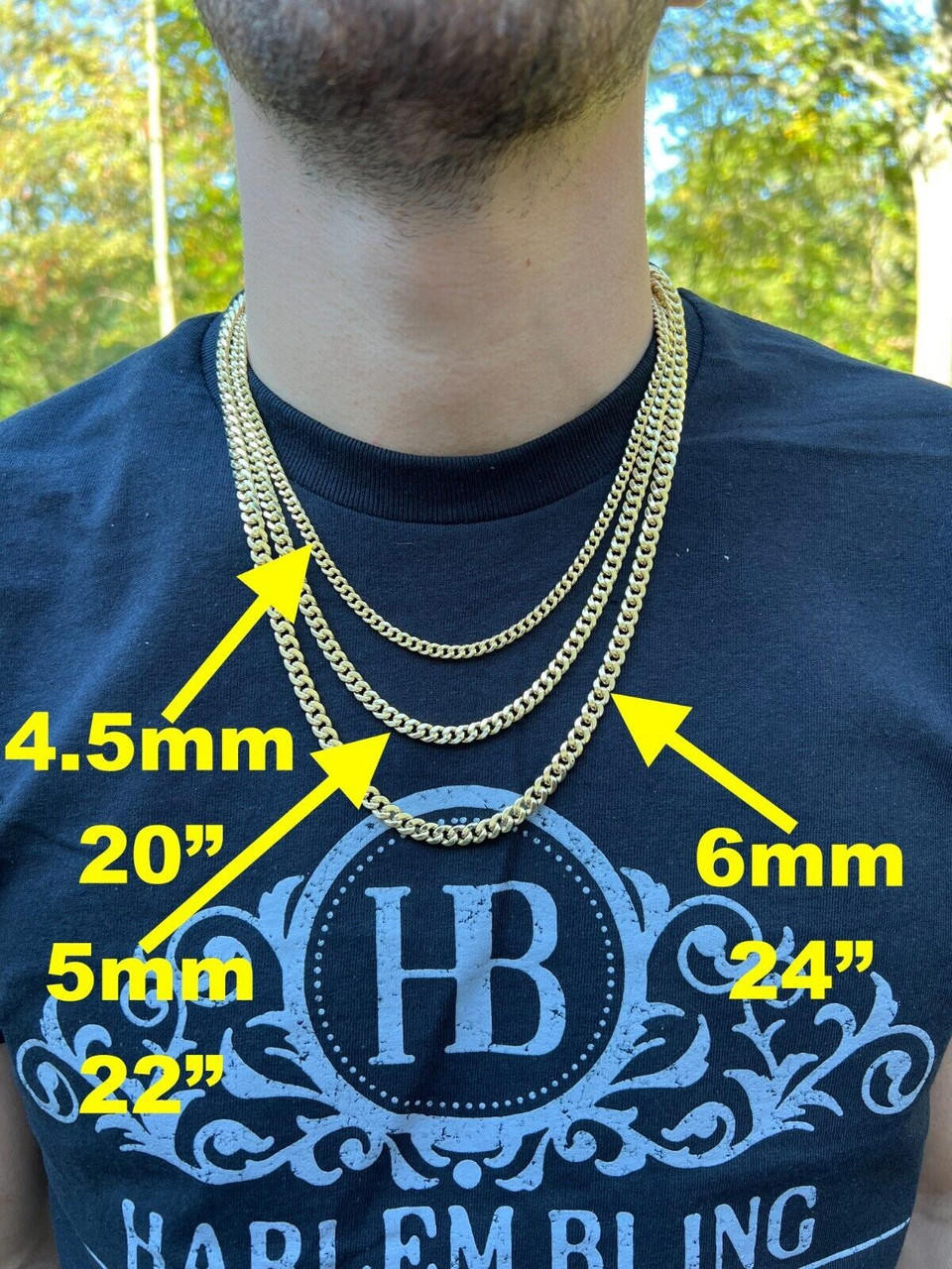 14K Hollow Real Yellow Gold Miami Cuban Link Chain Necklace 4.5 7mm 18 26 Box Lock 18 4.5mm