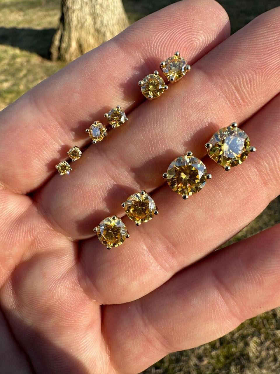 Canary yellow stud earrings store