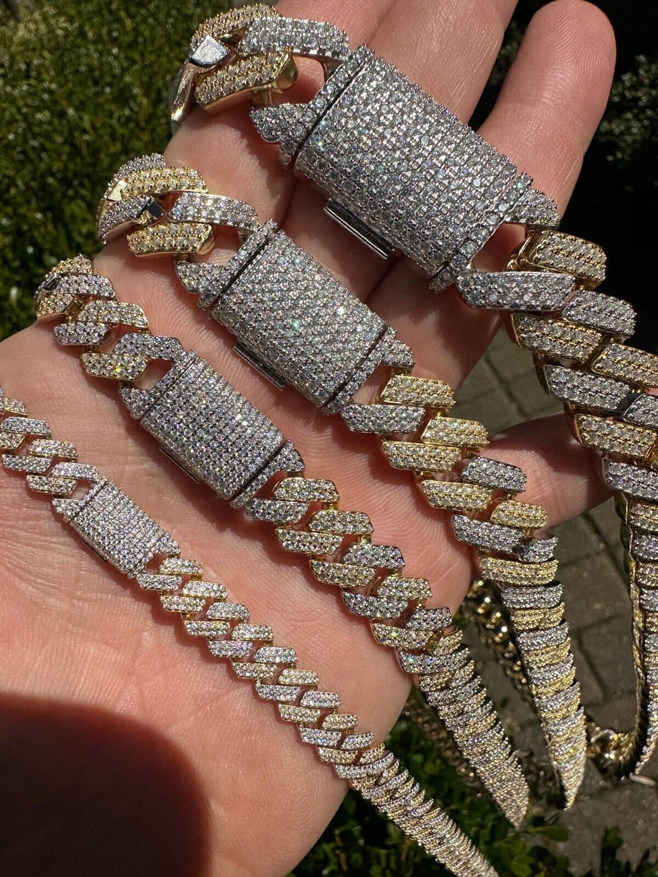 MOISSANITE 1 Bestseller Miami Cuban Link Prong Chain Necklace Iced Out 14k Gold Vermeil 925 Silver 8mm 20mm 16 30