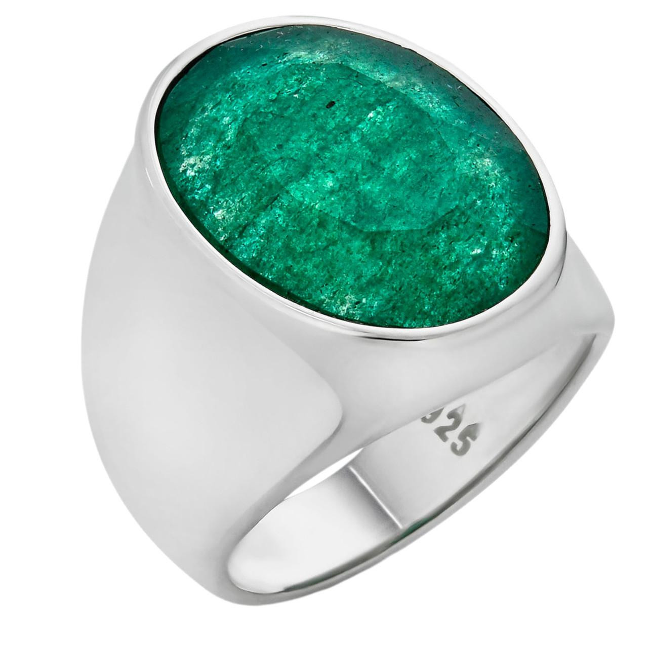 Hollywood Swag Ring 925 Silver Genuine Green Emerald Stone