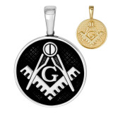 Real Solid 925 Silver / Gold Round Freemason Masonic Medallion Pendant ...