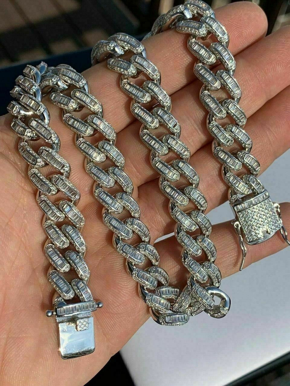 Miami Cuban Link Chain Real Solid 925 Silver ITALY Heavy 6mm 18-30" Box ...