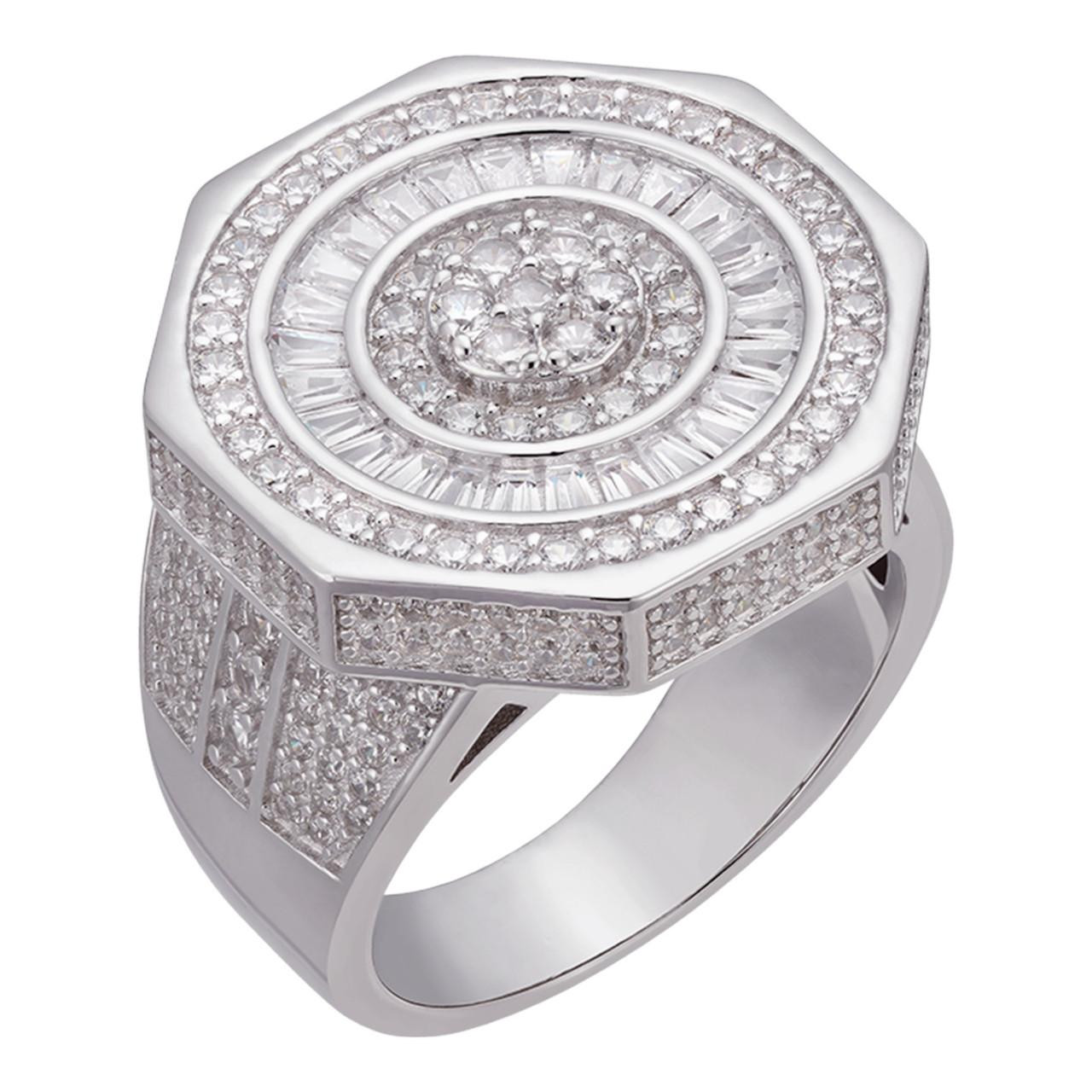 Large 925 Silver Iced Hip Hop 6ct Men's MOISSANITE RING Pass Diamond ...