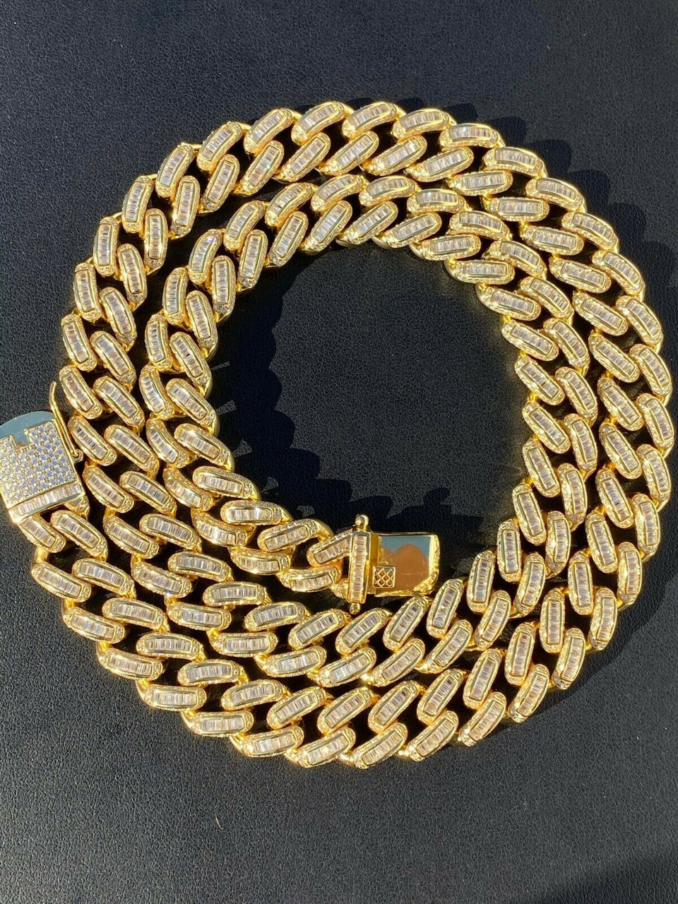 Cuban Link Chain Or Bracelet 14k Gold Over Real Solid 925 Silver ...
