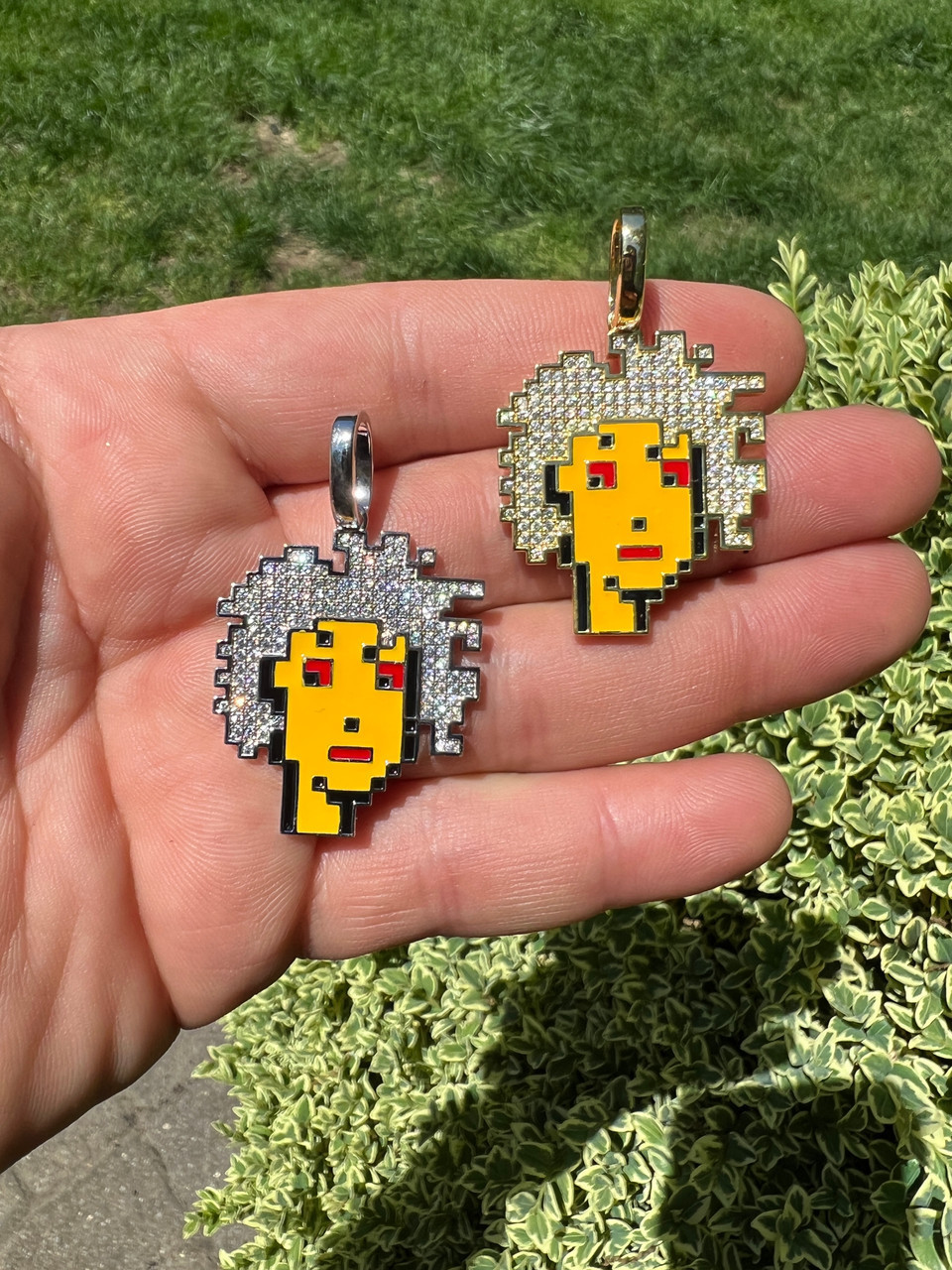 Cryptopunk NFT #2 Girl W. Afro Crypto Pendant | Harlem Bling