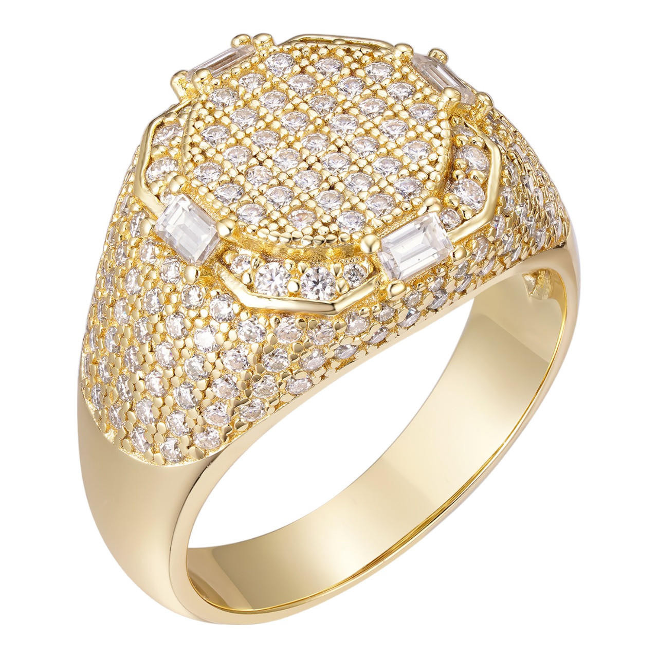 6.5ct MOISSANITE Iced Real Baguette Cross Shaped Ring 14k Gold Over 925 ...