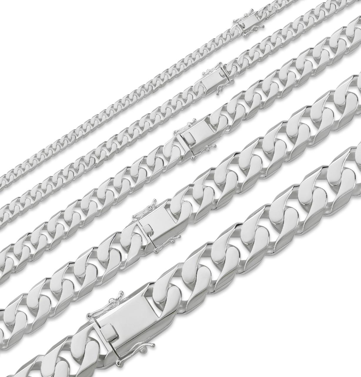 Miami Cuban Link Chain Necklace Real 925 Sterling Silver Sleek Box ...
