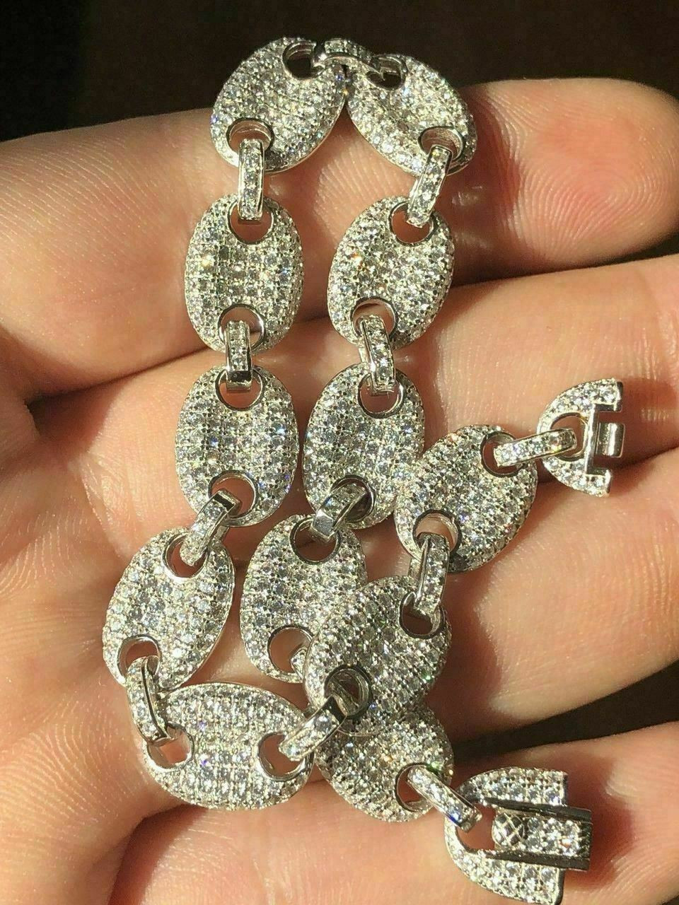 Mens 10mm Puffed Gucci Link Bracelet Real Solid 925 Sterling Silver ...