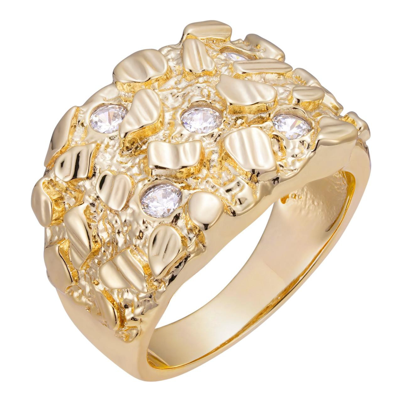 Mens REAL Solid 925 Sterling Silver Diamond Nugget Ring Sz 7-13 Hip Hop ...