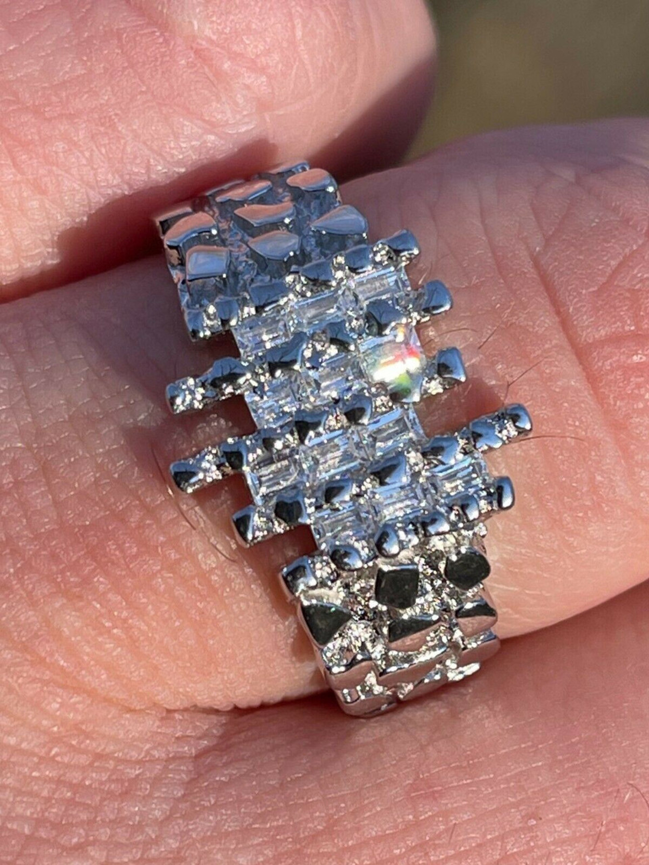 Men s Real Solid 925 Sterling Silver Iced Jesus Cross Nugget Ring Pinky men-s-real-solid-925-sterling-silver-iced-jesus-cross-nugget-ring-pinky