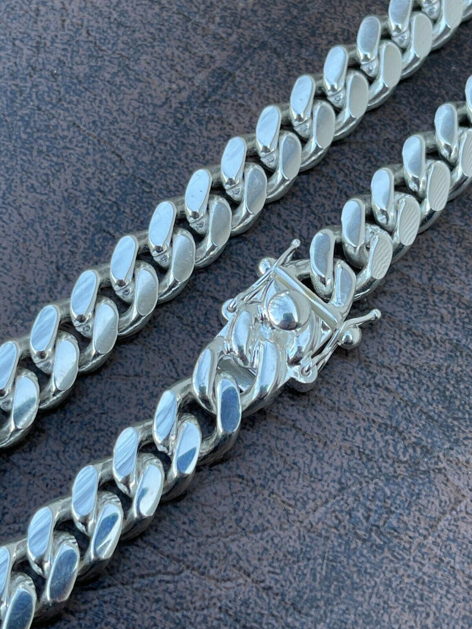 Solid 925 Sterling Silver Men's 8mm Thick Miami Cuban Link Chain Heavy ...