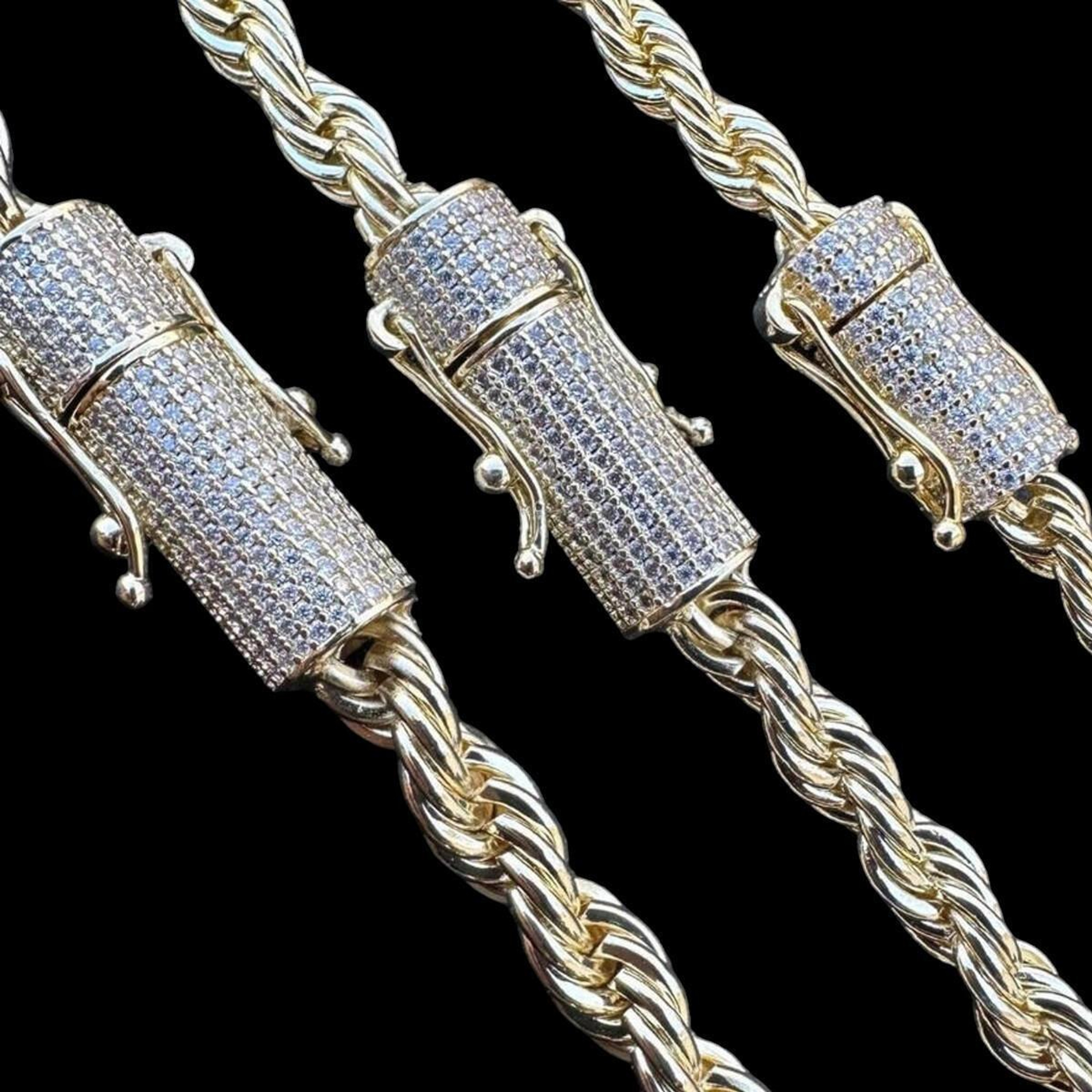 Iced Moissanite Clasp Stainless Steel And 925 Silver Franco Chain