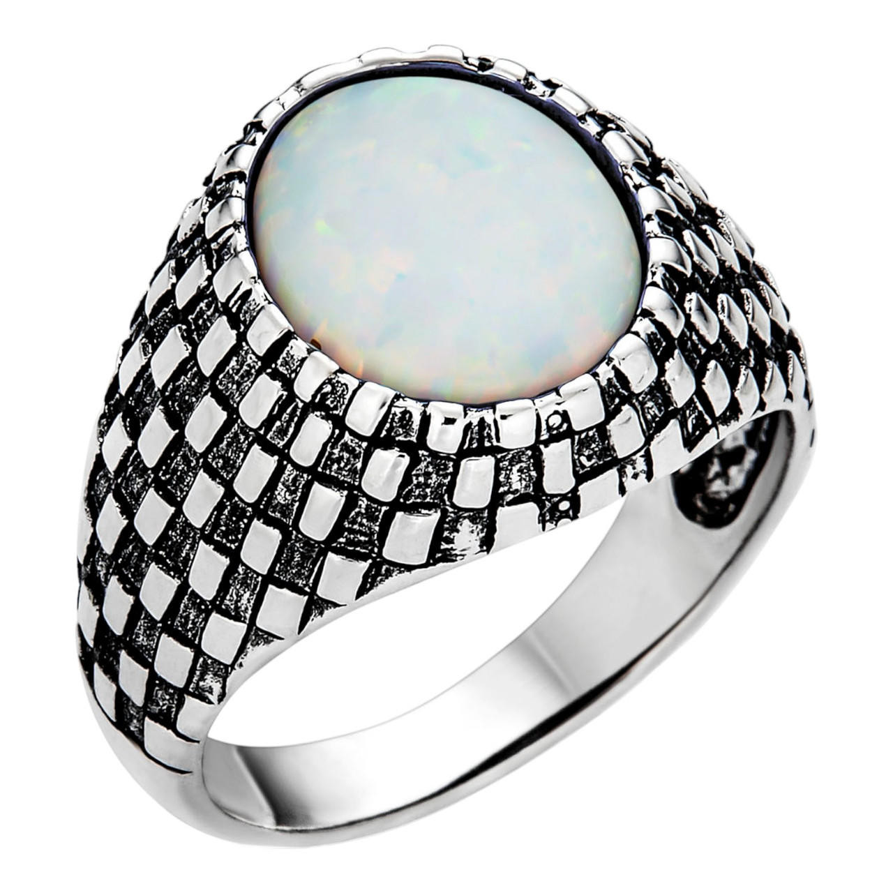 Opal ring, opal, signet ring, traxnyc, fire opal, mens opal ring, blue ...