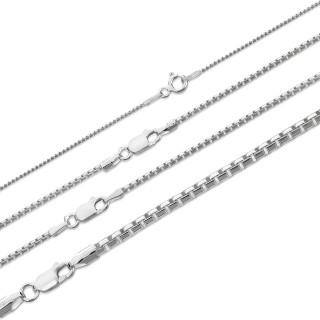 14k Gold Solid 925 Sterling Silver Rounded Box Chain 1-3mm Necklace Men ...