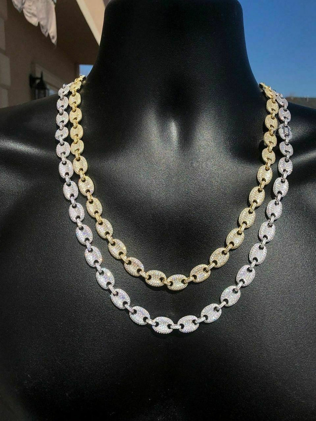 Men's Mariner Gucci Link Chain ICED Man Diamond 14k Gold Over 925 ...