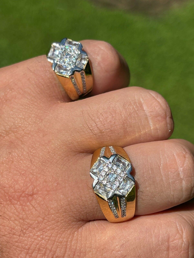 Men's Iced 14k Gold & Real Solid 925 Silver Diamond RING