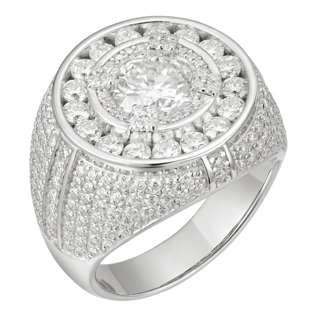 Men's Solid 925 Sterling Silver Big Diamond Solitaire RING Real Icy ...