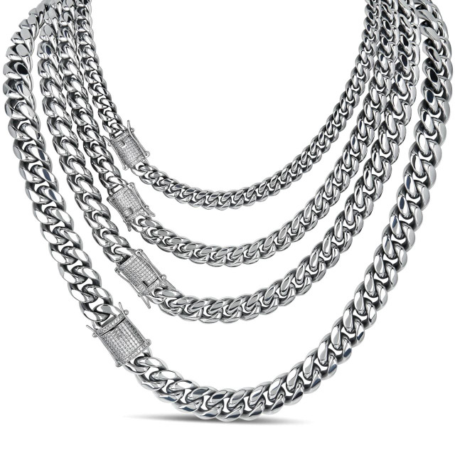 Iced Moissanite Clasp Stainless Steel And 925 Silver Franco Chain