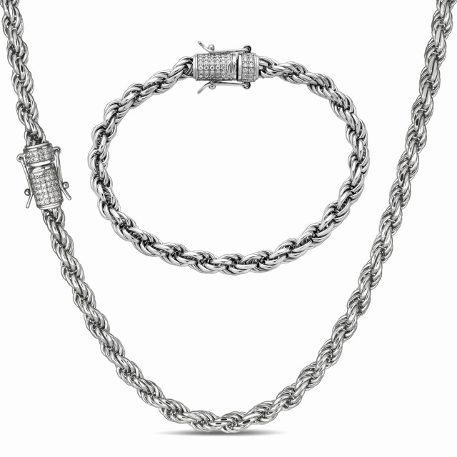 Iced Moissanite Clasp 925 Silver Stainless Steel Franco Chain Necklace