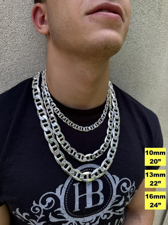 Real Solid 925 Sterling Silver Mariner Link Chain Or Bracelet ITALY 3 ...