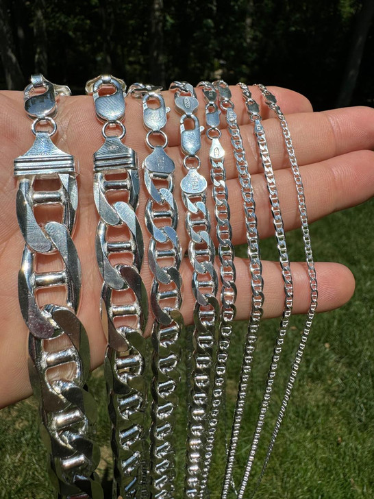 Real Solid 925 Sterling Silver Mariner Link Chain Or Bracelet ITALY 3 ...
