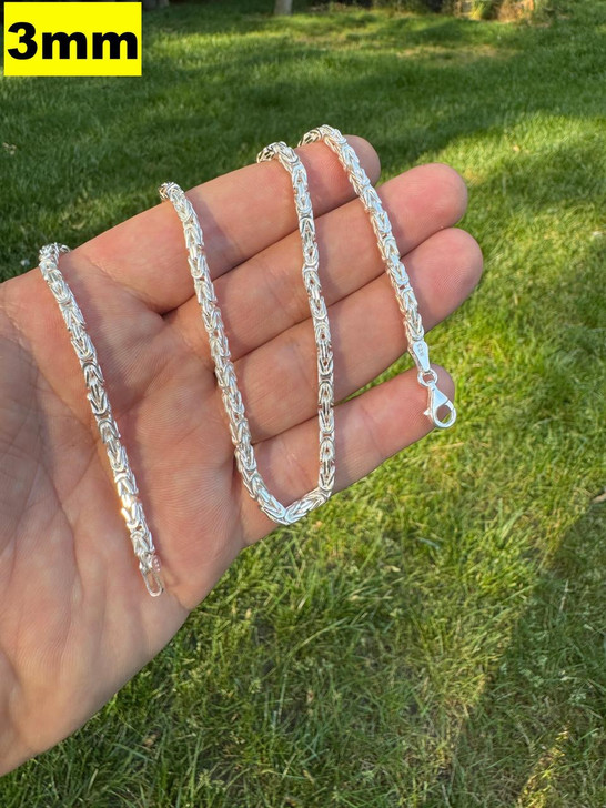 Real Solid 925 Sterling Silver Byzantine Rope Chain Mens Necklace 2.5 ...