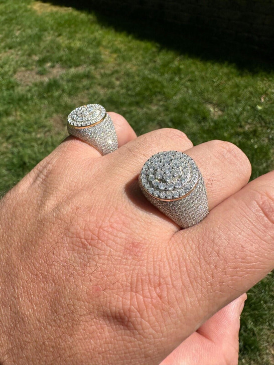 Men's Solid 925 Silver & 14k Gold Plated 2.5ct MOISSANITE Mens Hip Hop ...