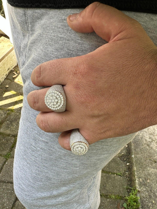 Men's Solid 925 Silver & 14k Gold Plated 2.5ct MOISSANITE Mens Hip Hop ...