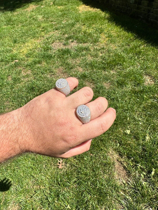 Men's Solid 925 Silver & 14k Gold Plated 2.5ct MOISSANITE Mens Hip Hop ...