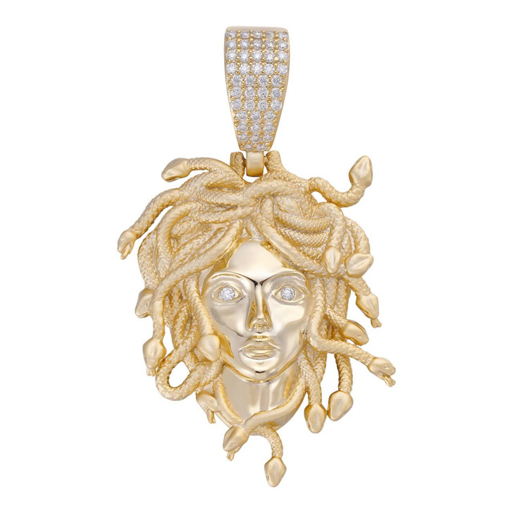 MOISSANITE Medusa Head Pendant 14k Gold Vermeil 925 Silver 3 Sizes 0.75 2.5