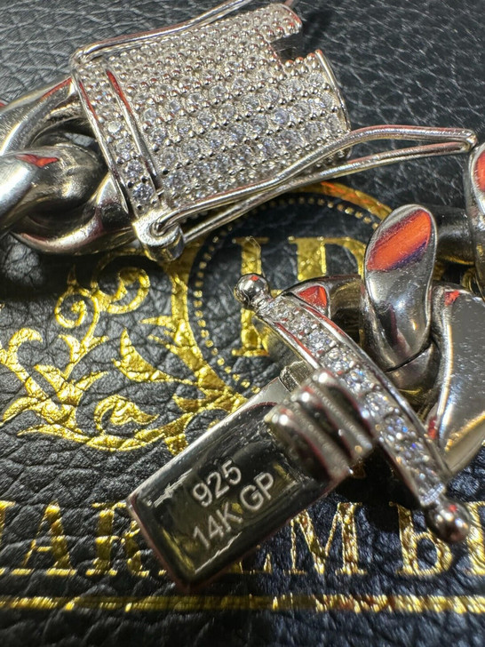 Miami Cuban Link Chain Necklace W. CZ Clasp - Stainless Steel W. 925 ...