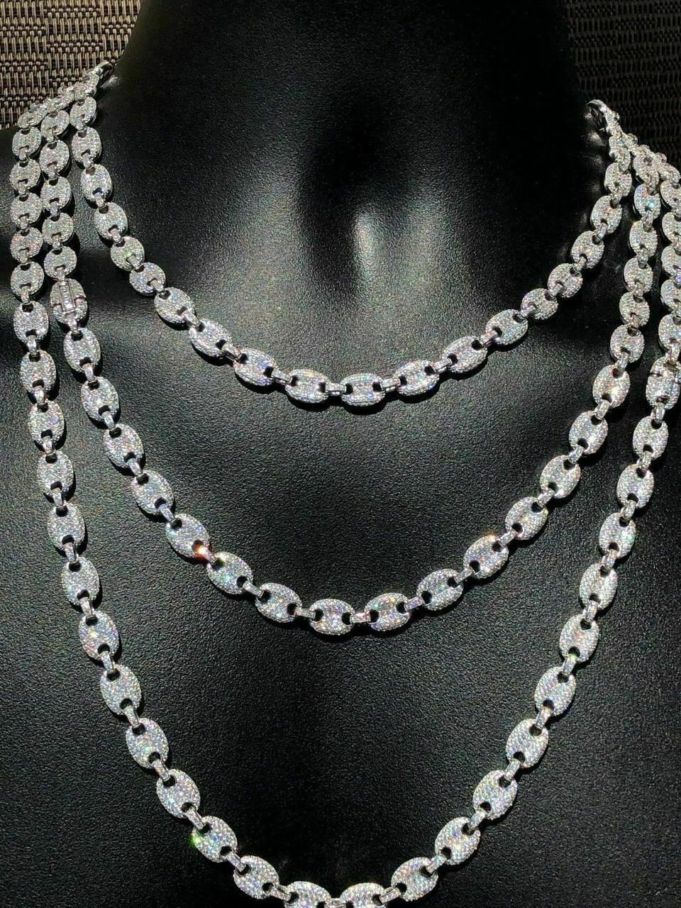 Men's Mariner Gucci Link Chain ICED Man Diamond 14k Gold Over 925 ...