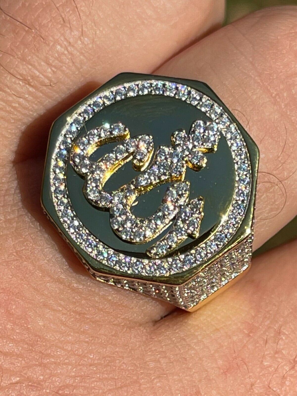 Real Solid 925 Sterling Silver W. 14k Rose Gold Iced Out Crown Diamond ...