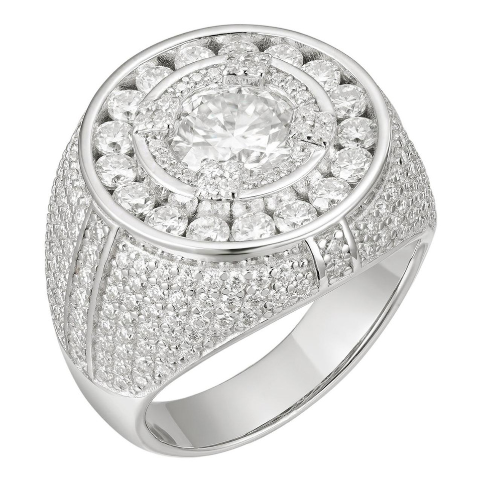 Men's Solid 925 Sterling Silver Big Diamond Solitaire RING Real Icy ...