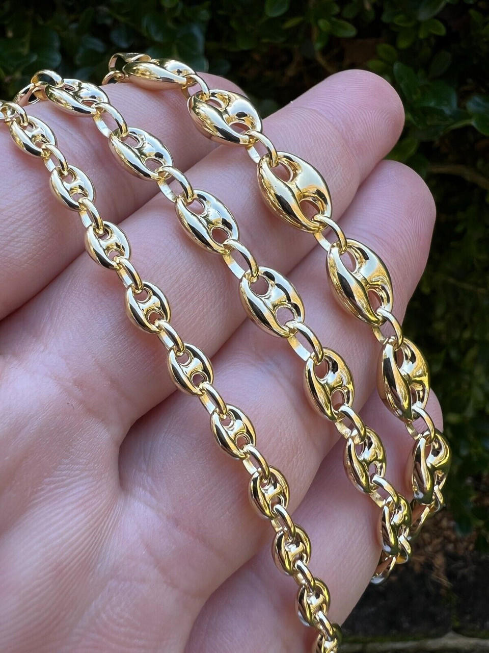 14k HOLLOW Real Yellow Gold Puffed Mariner Gucci Link Chain 5-9mm Thick ...