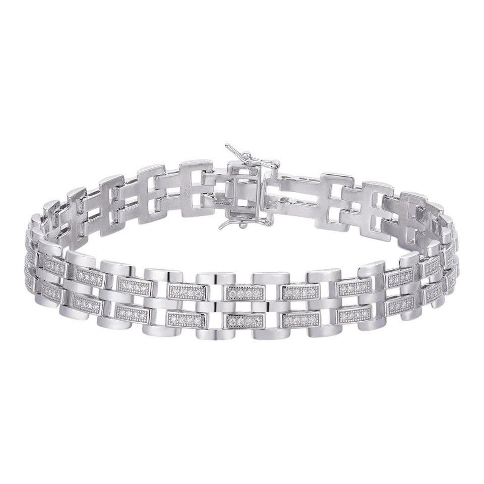 Men’s Real Solid 925 Sterling Silver Presidential Custom Link Bracelet ...
