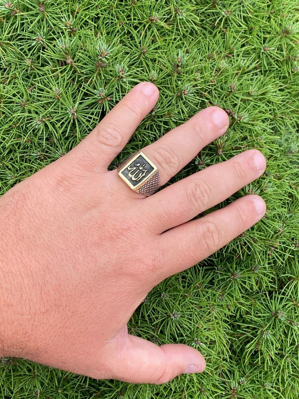 Mens 14k Gold & Real Solid 925 Sterling Silver Islamic Allah Muslim ...